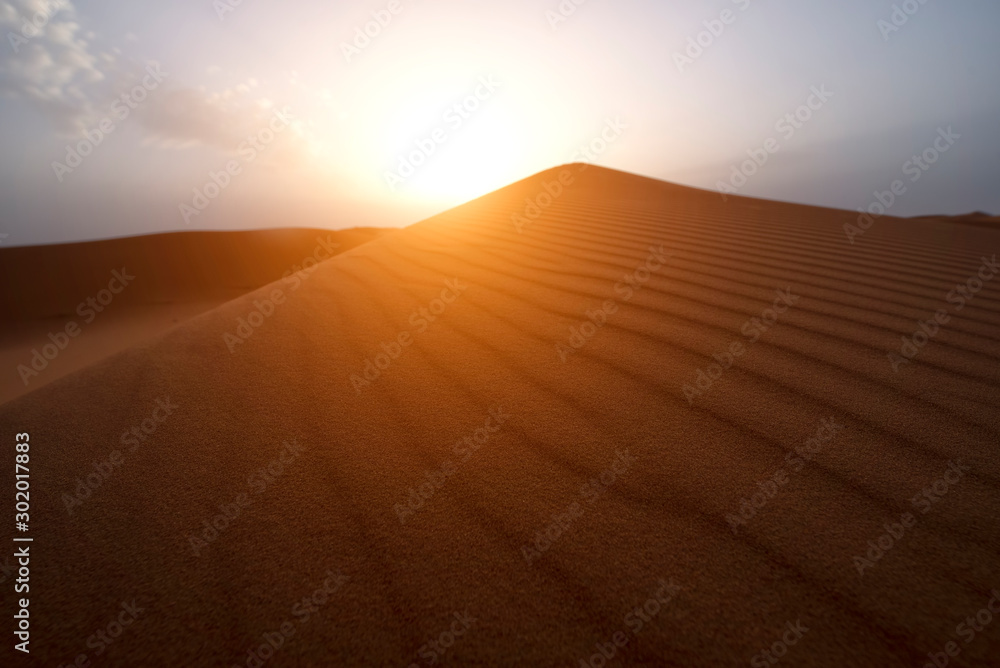 The beauty of the sand dunes in the Sahara Desert in Morocco. The ...