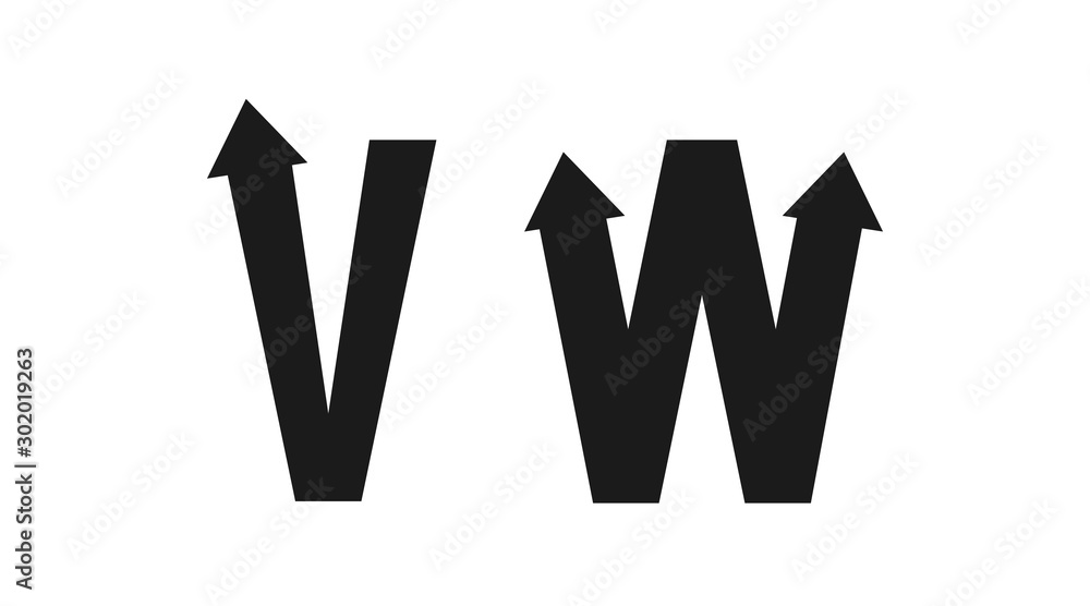 Font alphabet design with black arrow. Flat logo design. Vector ...