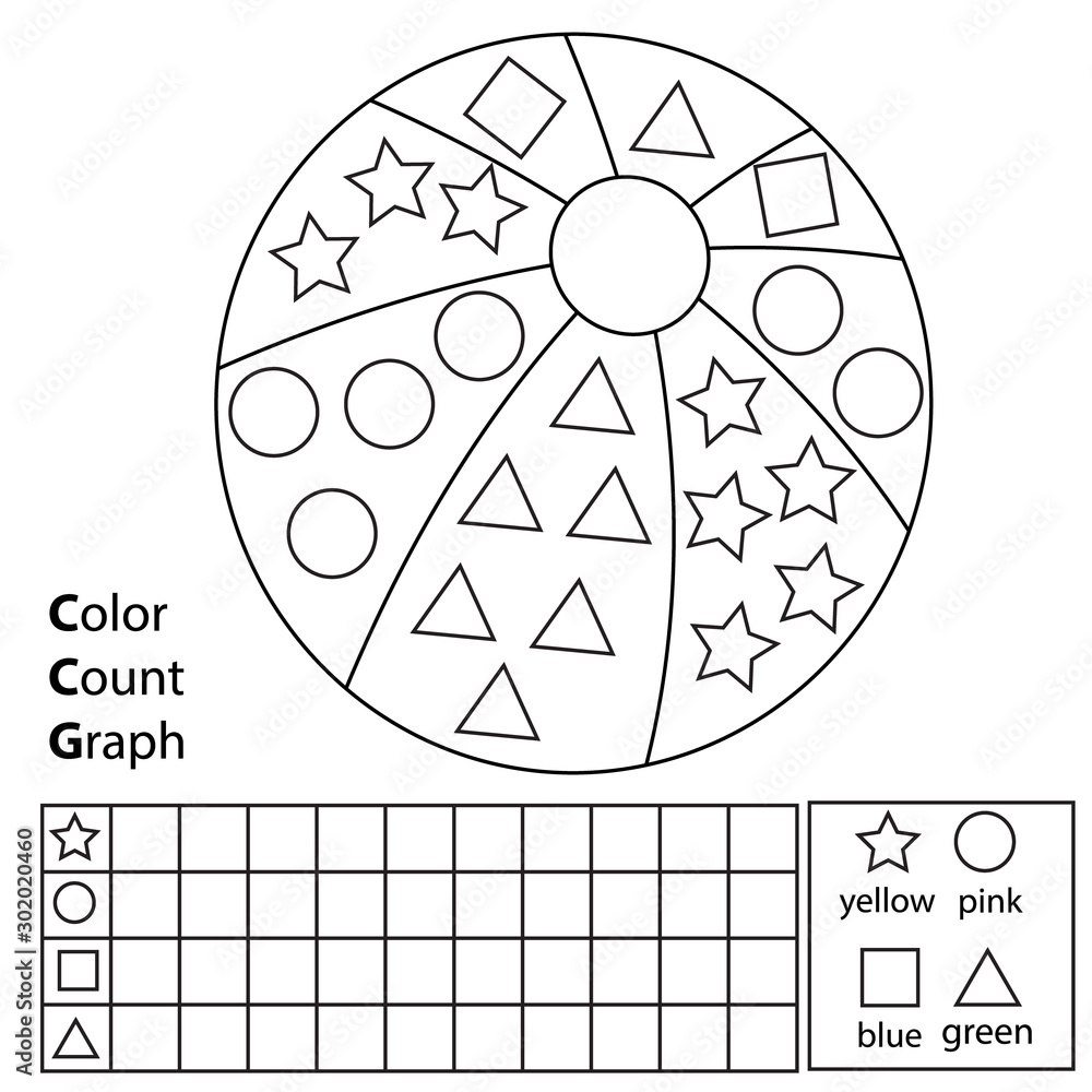 Color, count and graph. Educational children game. Color ball and ...