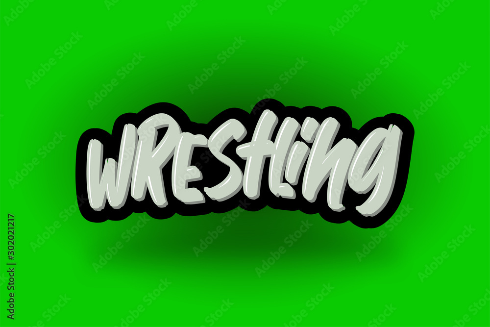 Wrestling hand drawn modern brush lettering. Vector illustration logo ...