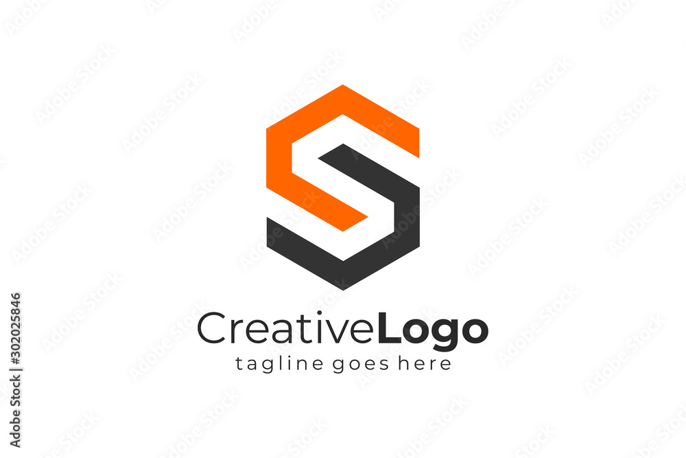 Geometric Letter S Logo Design Hexagonal Line Stock Vector | Adobe Stock