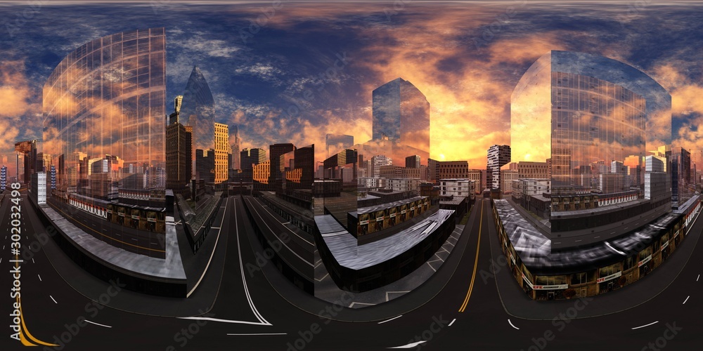 cityscape, HDRI, environment map , Round panorama, spherical panorama ...