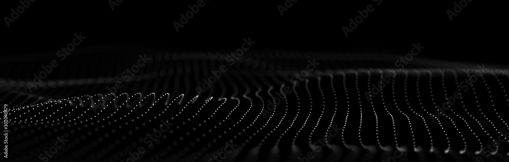 Wave 3d. Wave of particles. Futuristic point wave. Design for poster ...