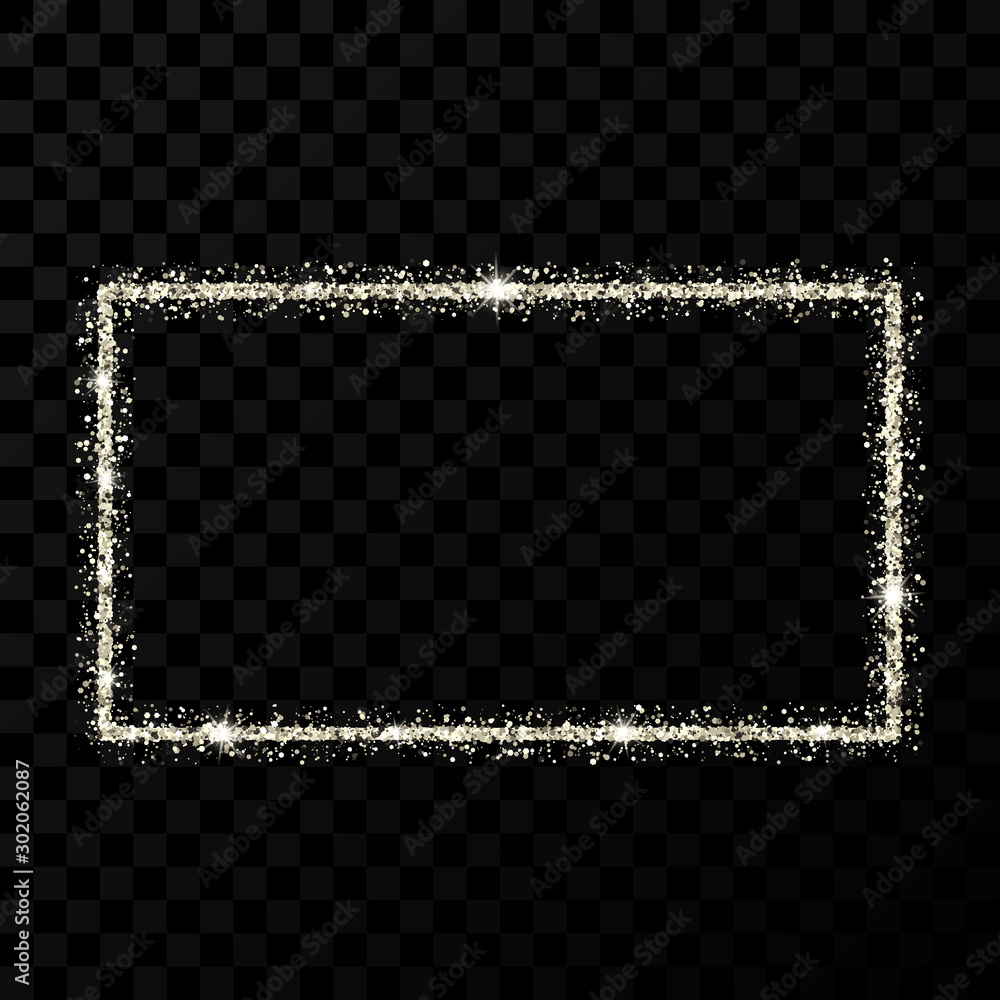 Silver glitter frame with shiny sparkles Stock Vector | Adobe Stock