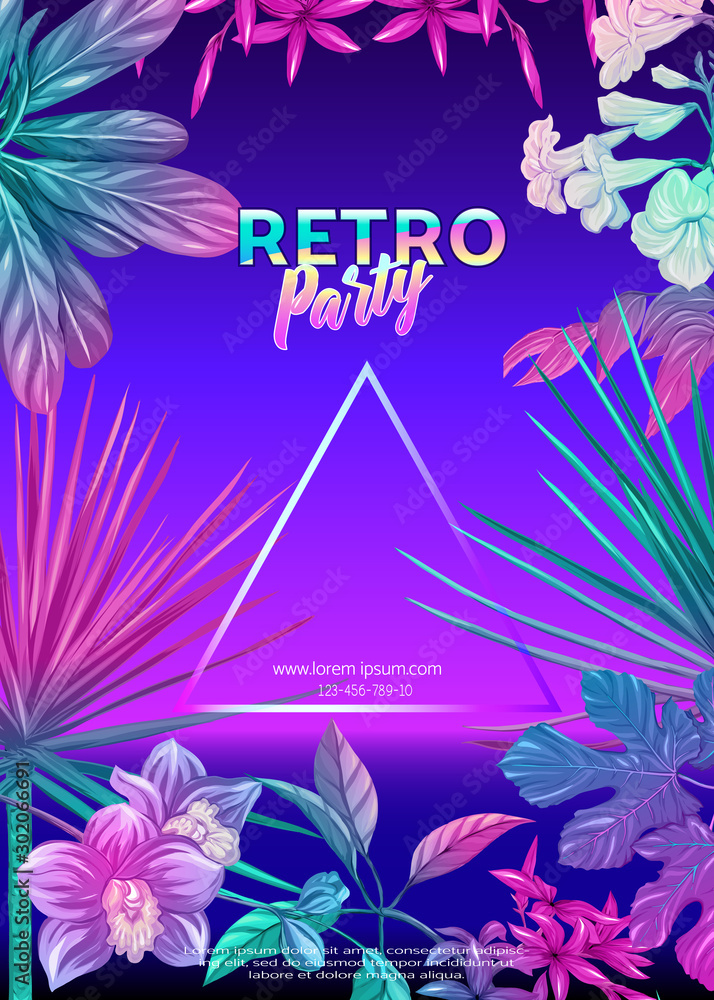 ..Retro Futurism. Vector futuristic synth wave illustration. Rave party ...