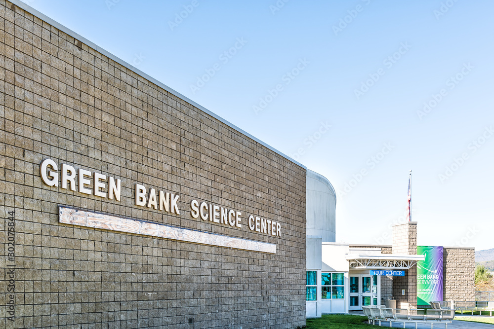 Green Bank, USA - October 18, 2017: Sign for Green Bank radio Telescope ...