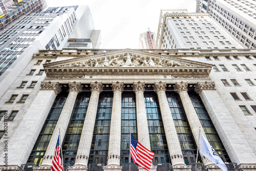 New York City, USA - October 30, 2017: Wall street, NYSE stock exchange ...
