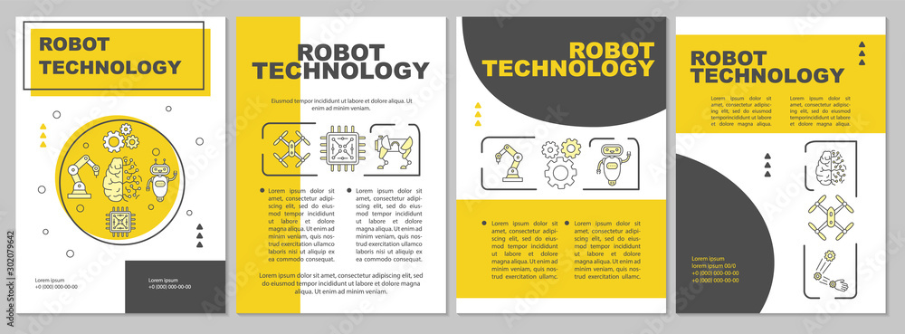 Robot technology brochure template. Futuristic manufacturing. Flyer ...