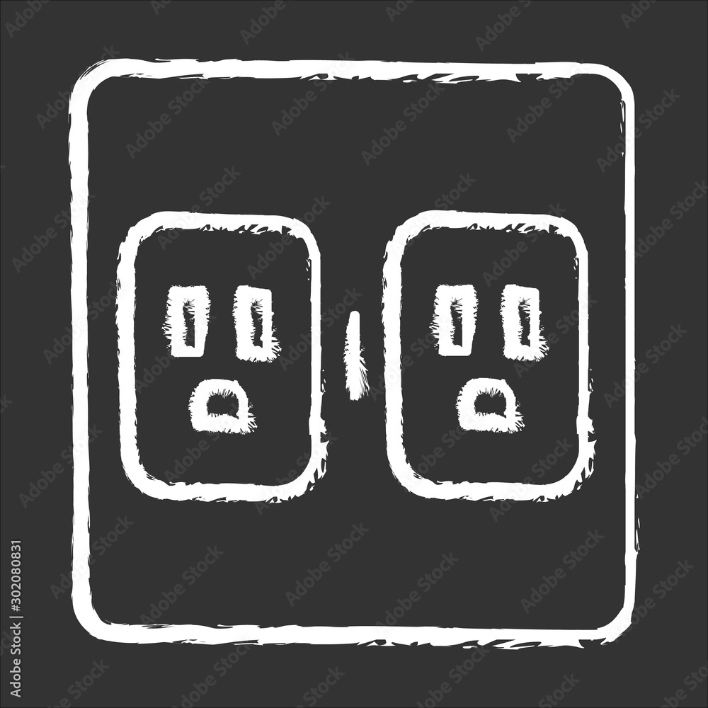Charging outlets chalk icon. Two wall sokets. Electrical connectors ...