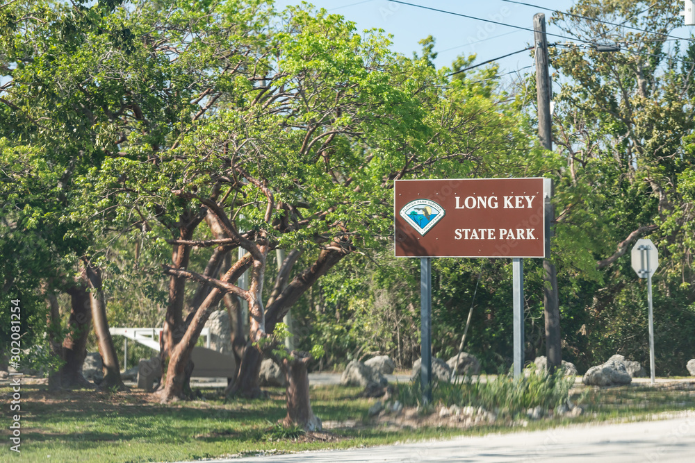 Long Key, USA - May 1, 2018: Sign for Florida keys state park at ...