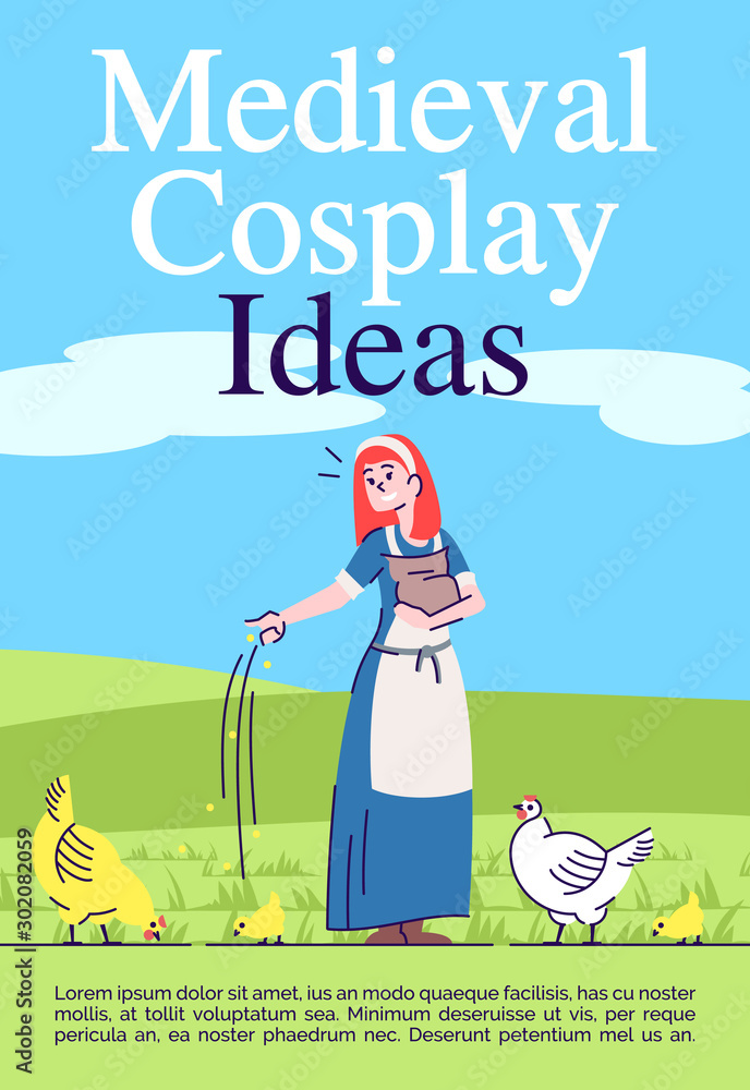 Medieval cosplay ideas brochure template. Masquerade flyer, booklet ...