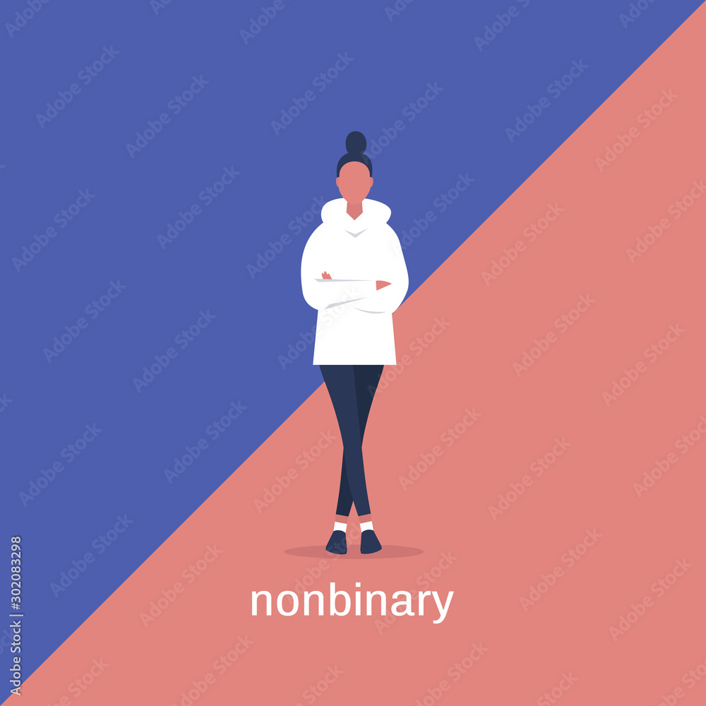 Nonbinary identity, young character standing with crossed arms, lgbtq ...