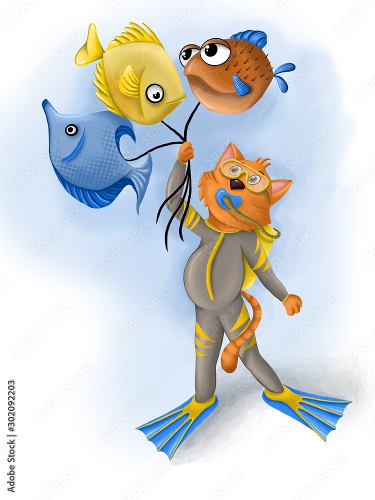 Scuba Diver Cartoon Clipart Cats