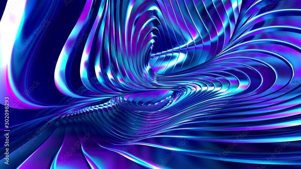 Abstract Futuristic Metal Background. Rotating, Bending And Iridescent ...
