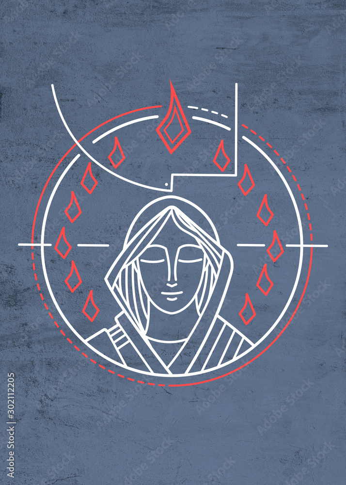 Illustration of Virgin Mary and Holy Spirit at Pentecost Stock ...