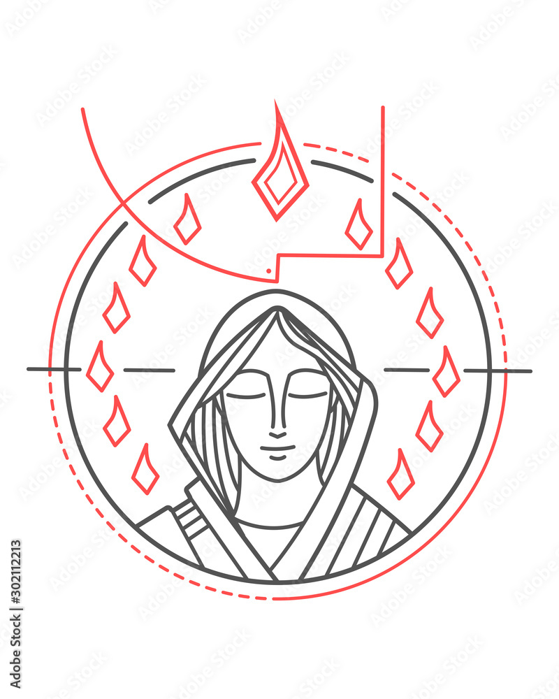 Vector illustration of Virgin Mary and Holy Spirit at Pentecost Stock ...