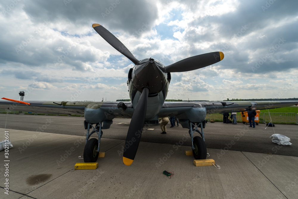 Ground-attack aircraft Ilyushin IL-2 Sturmovik on the airfield, on ...