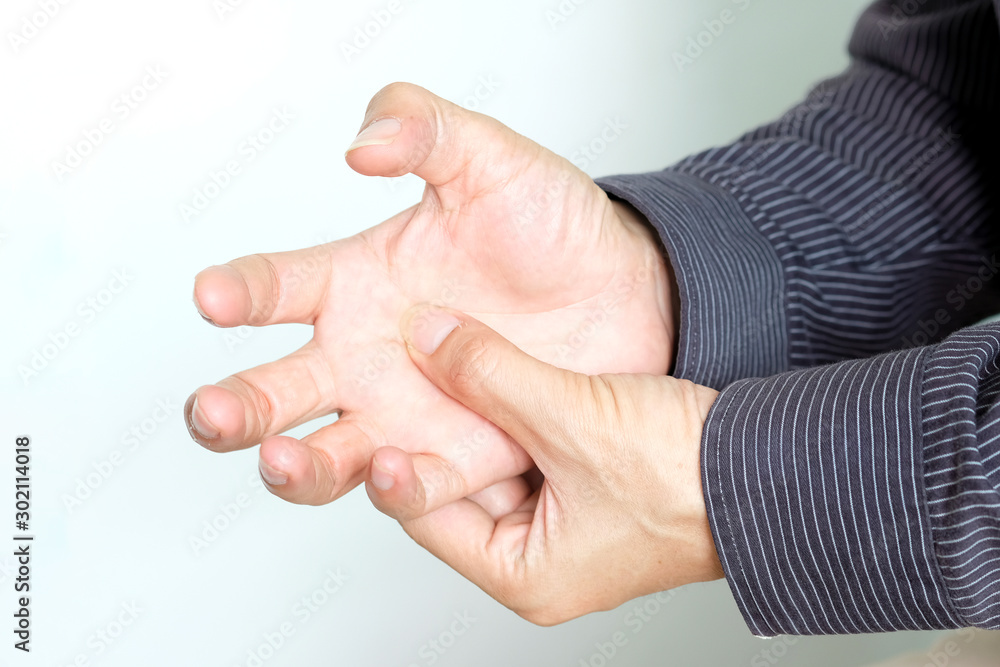 Hands of computer users have pain and injury to the fingers. From ...