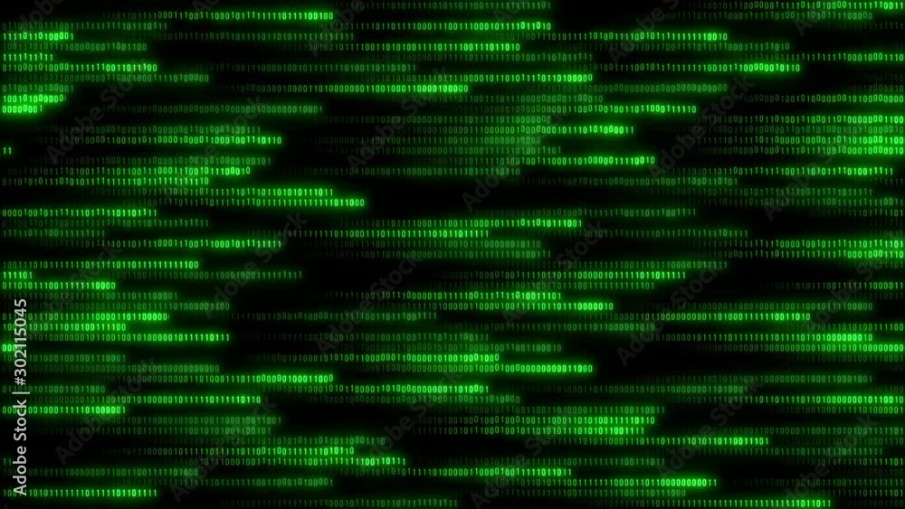 Binary code-green numbers on a black background move. Footage Of The ...