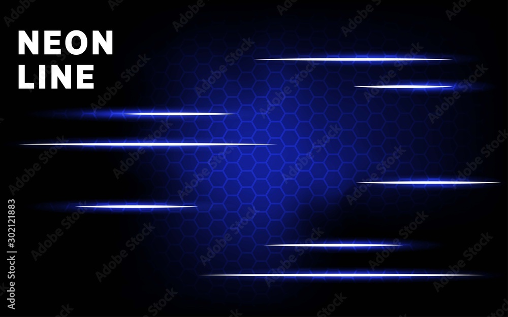 modern blue abstract neon line background On Hexagon Texture ...