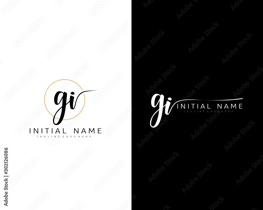 G I GI Initial handwriting logo vector. Hand lettering for designs ...