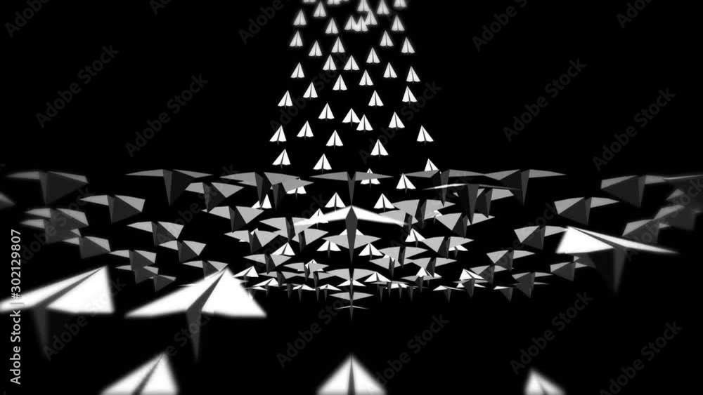 Origami airplane flying. Animation of flowing white paper plane on ...