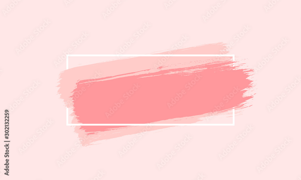 Light pink background with pink paint strokes and box with copy space ...