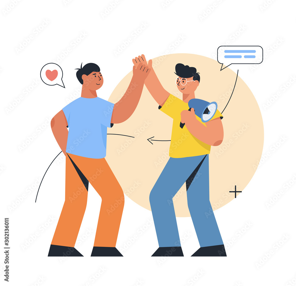 Refer A Friend Concept A Team Work Two Man Giving A High Five refer-a-friend-concept-a-team-work-two-man-giving-a-high-five