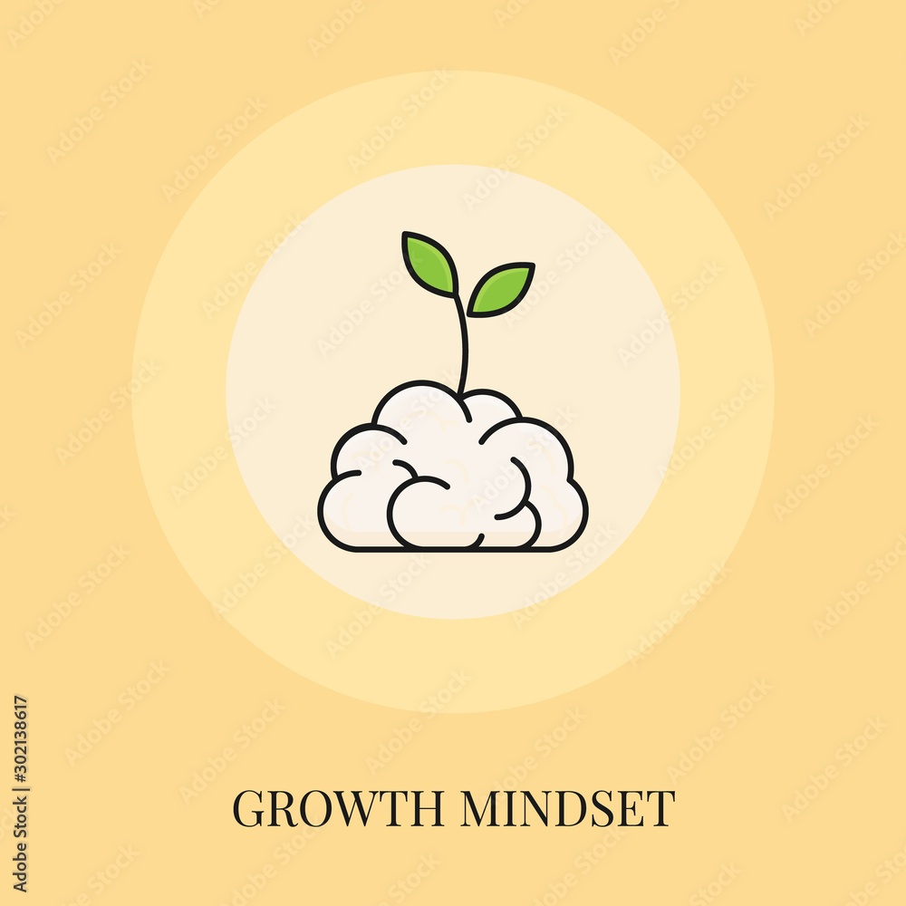 Growth Mindset Concept. Flat Line Icon. Vector illustration. Stock ...