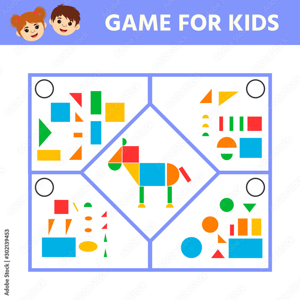 Education logic game for preschool kids. Connect the details and ...