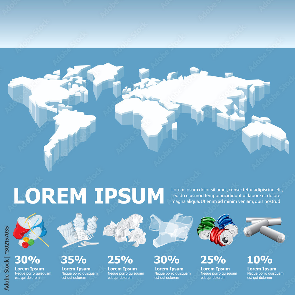 Vector Info Chart Or Infographics With Iceberg World Map Stock Vector ...