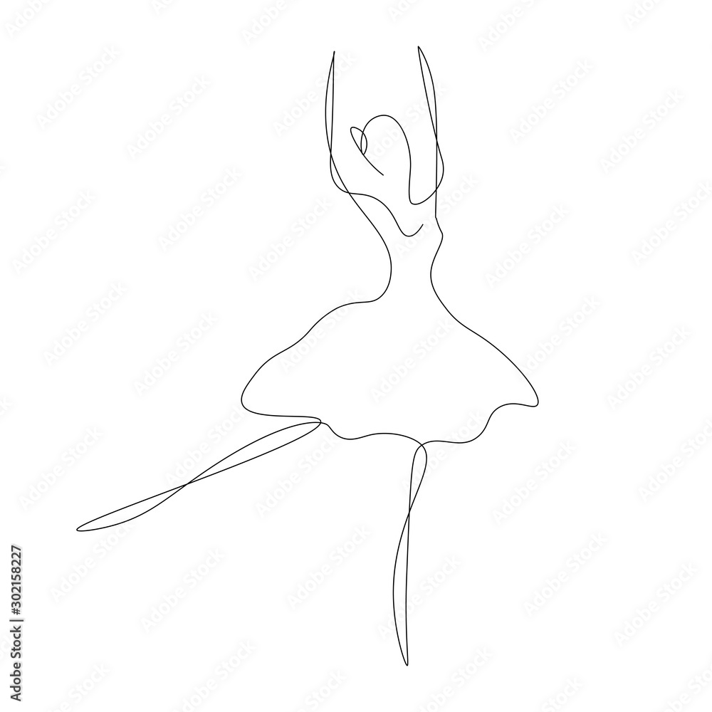 Ballet dancer silhouette continuous line drawing, vector illustration ...