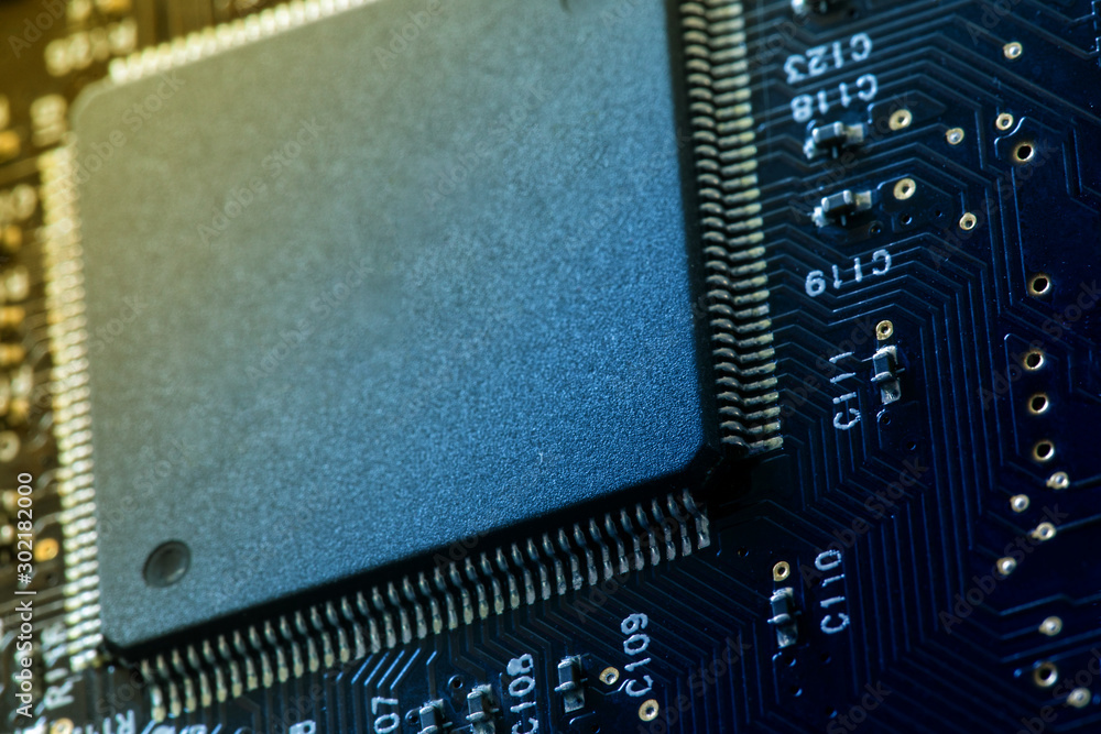 Electronic computer hardware technology. Photo of electric component ...