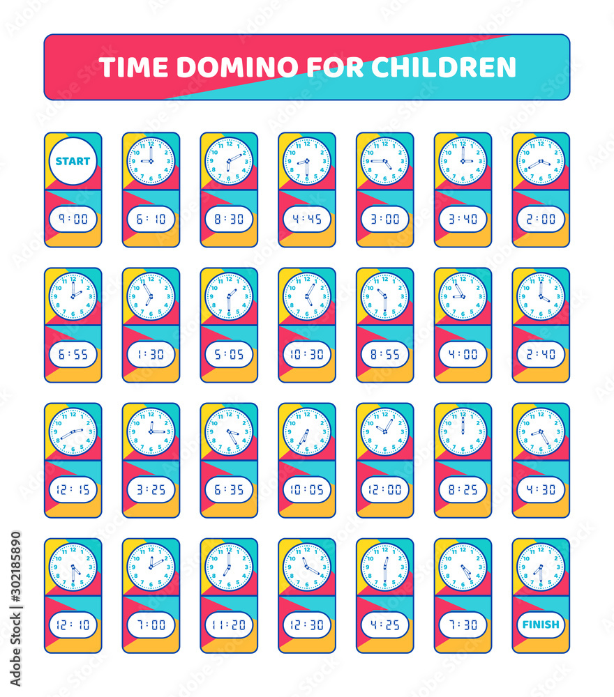 Telling Time Dominoes. Understanding the time on analog and digital ...