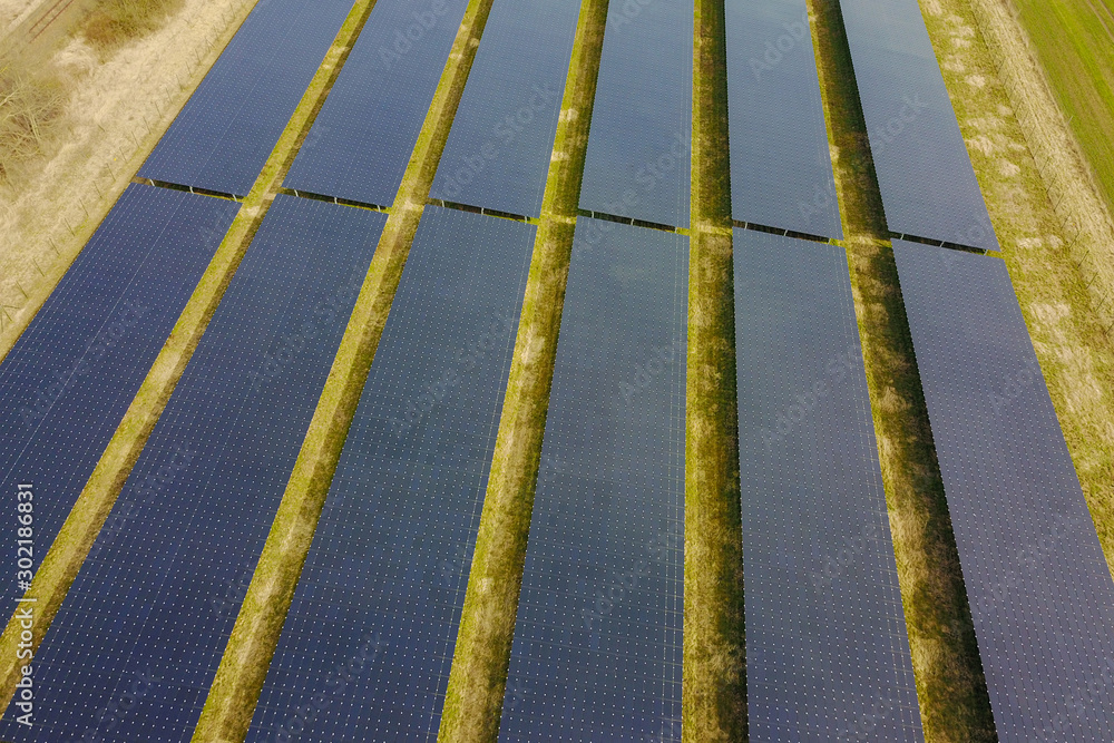 Many solar cells for solar energy from above Stock Photo | Adobe Stock