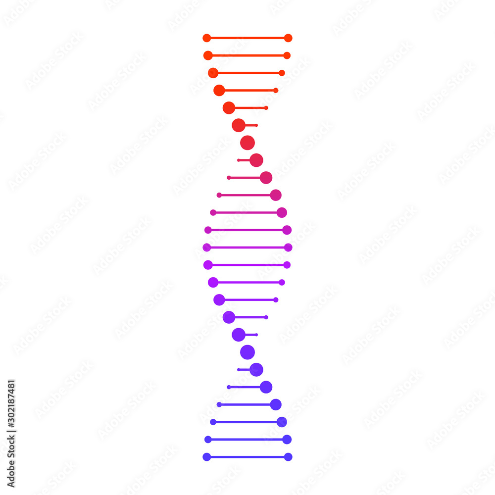Vector illustration of a DNA chain in the form of a spiral. The concept ...