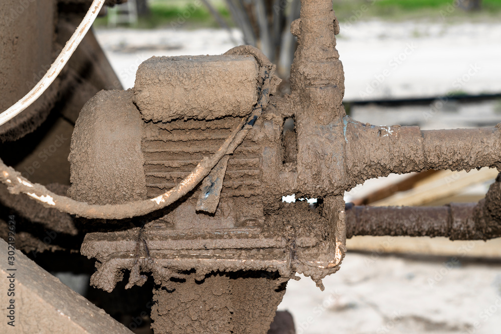 dirty and covered in mud cause of heavy construction work Stock Photo ...