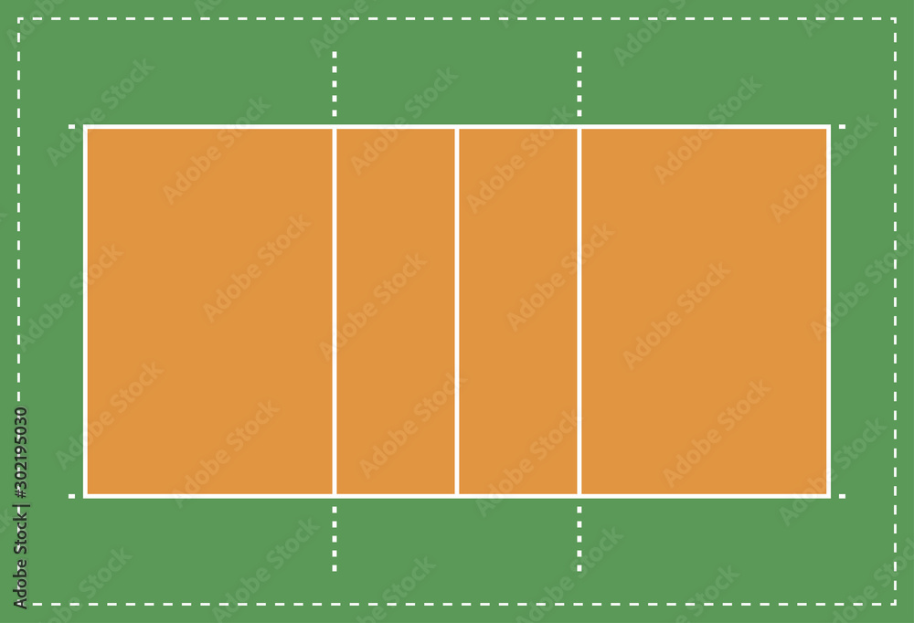 Volleyball court or field top view in a flat design. Vector ...