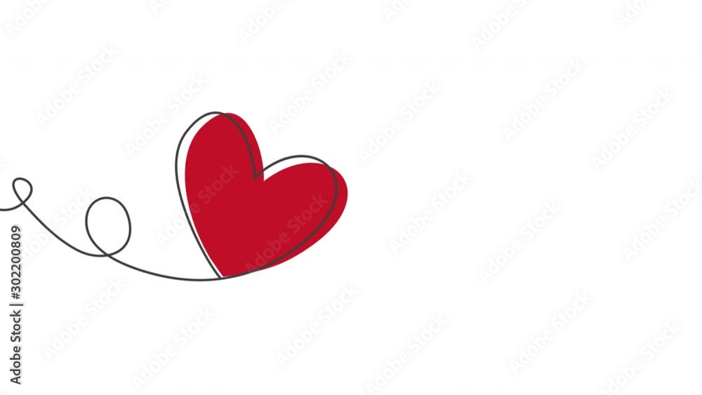Heart shaped balloon in continuous drawing lines and glitch red heart ...