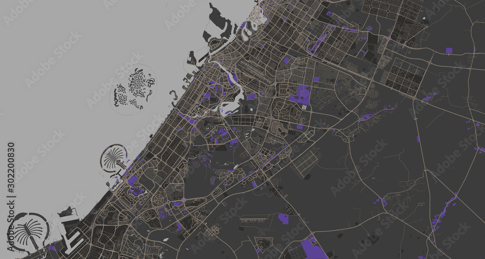 Detailed map of Dubai, UAE Stock Vector | Adobe Stock