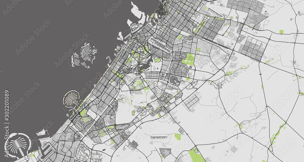 Detailed map of Dubai, UAE Stock Vector | Adobe Stock