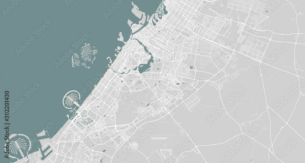 Detailed map of Dubai, UAE Stock Vector | Adobe Stock