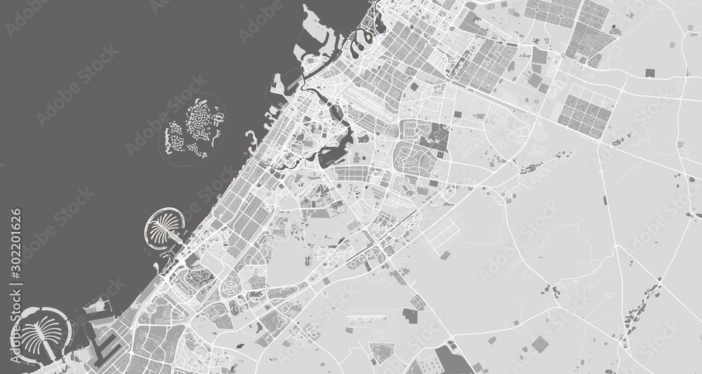 Detailed map of Dubai, UAE Stock Vector | Adobe Stock