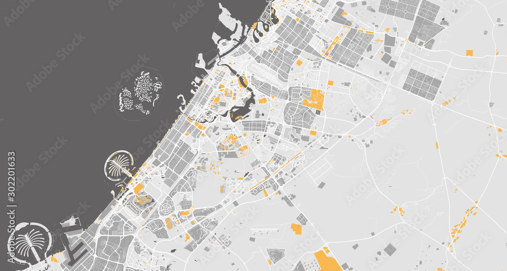 Detailed map of Dubai, UAE Stock Vector | Adobe Stock