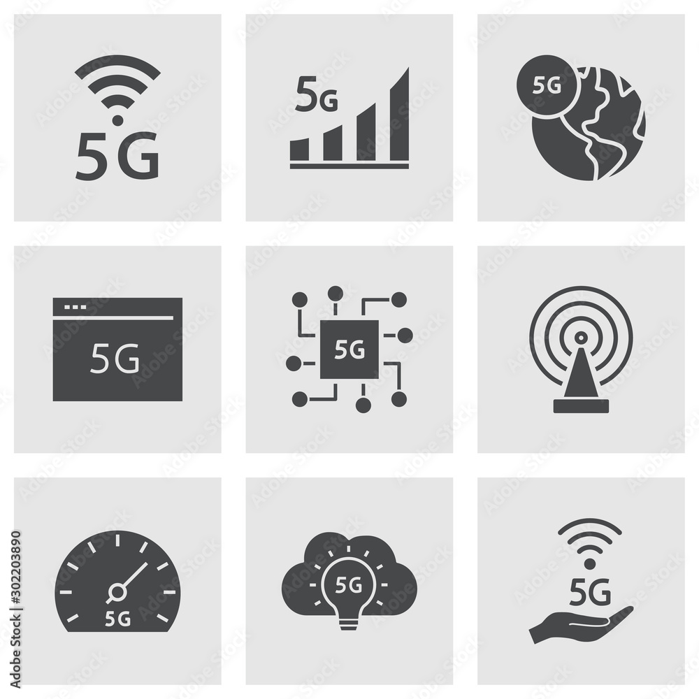 5g icon set. Illustrations isolated on white. Stock Vector | Adobe Stock