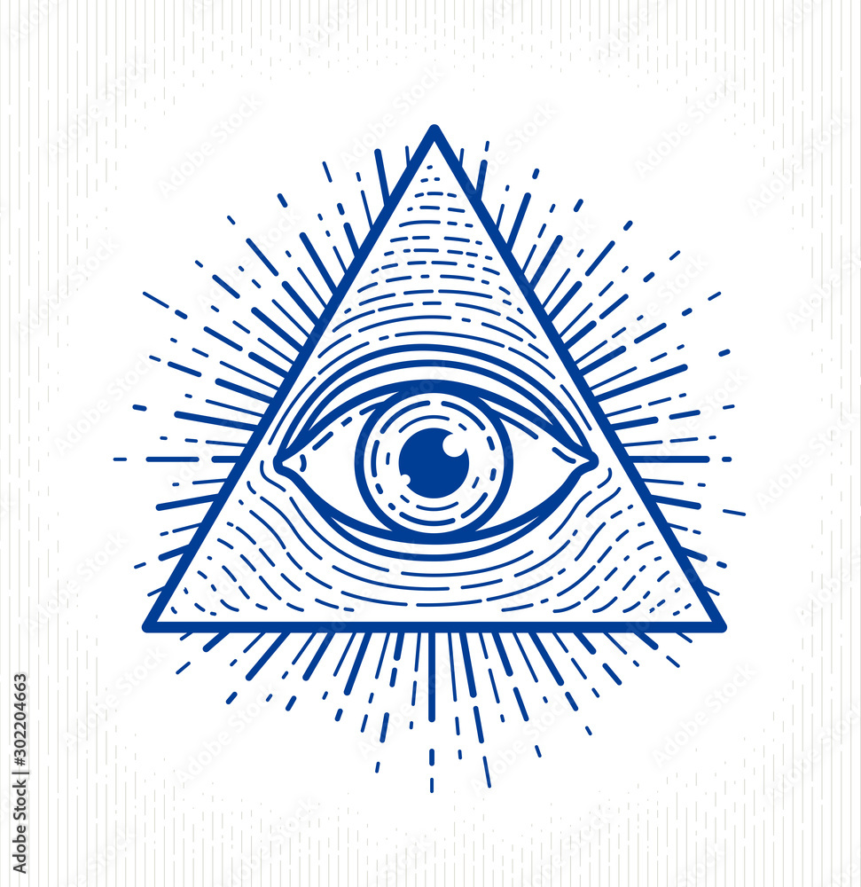 All seeing eye of god in sacred geometry triangle, masonry and ...