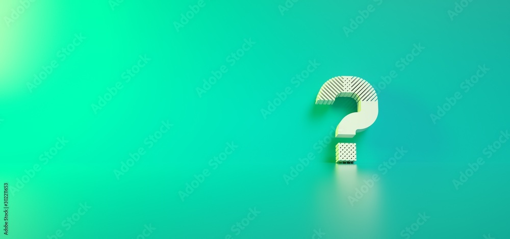Standing Question mark on gradient green wall background Stock ...
