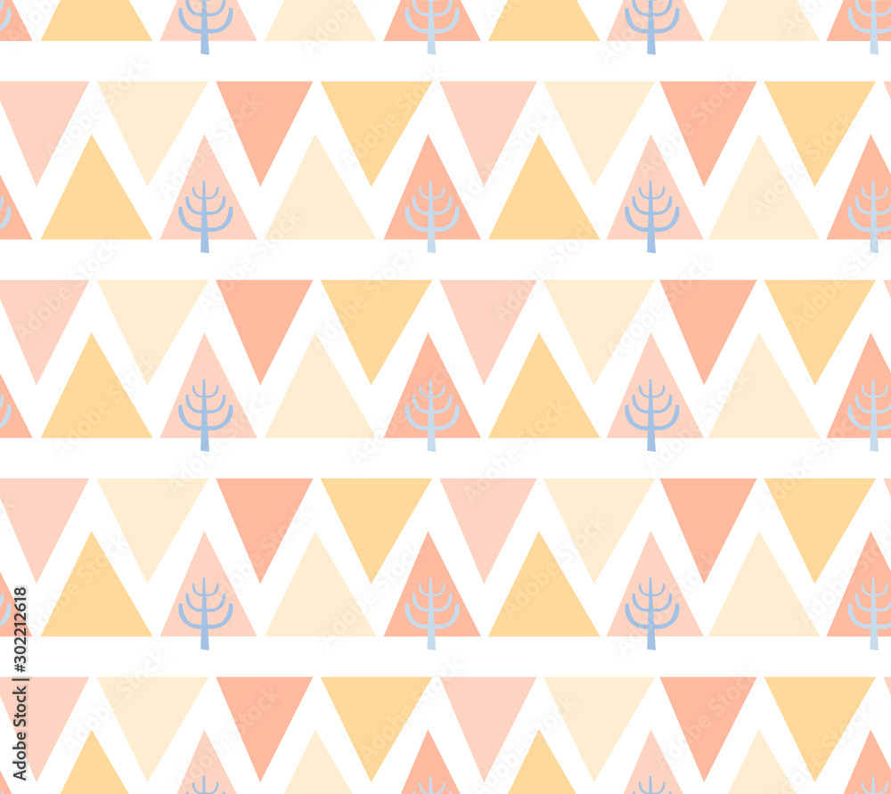 Seamless Pattern spruce and mountains. Scandinavian, Nordic style with ...