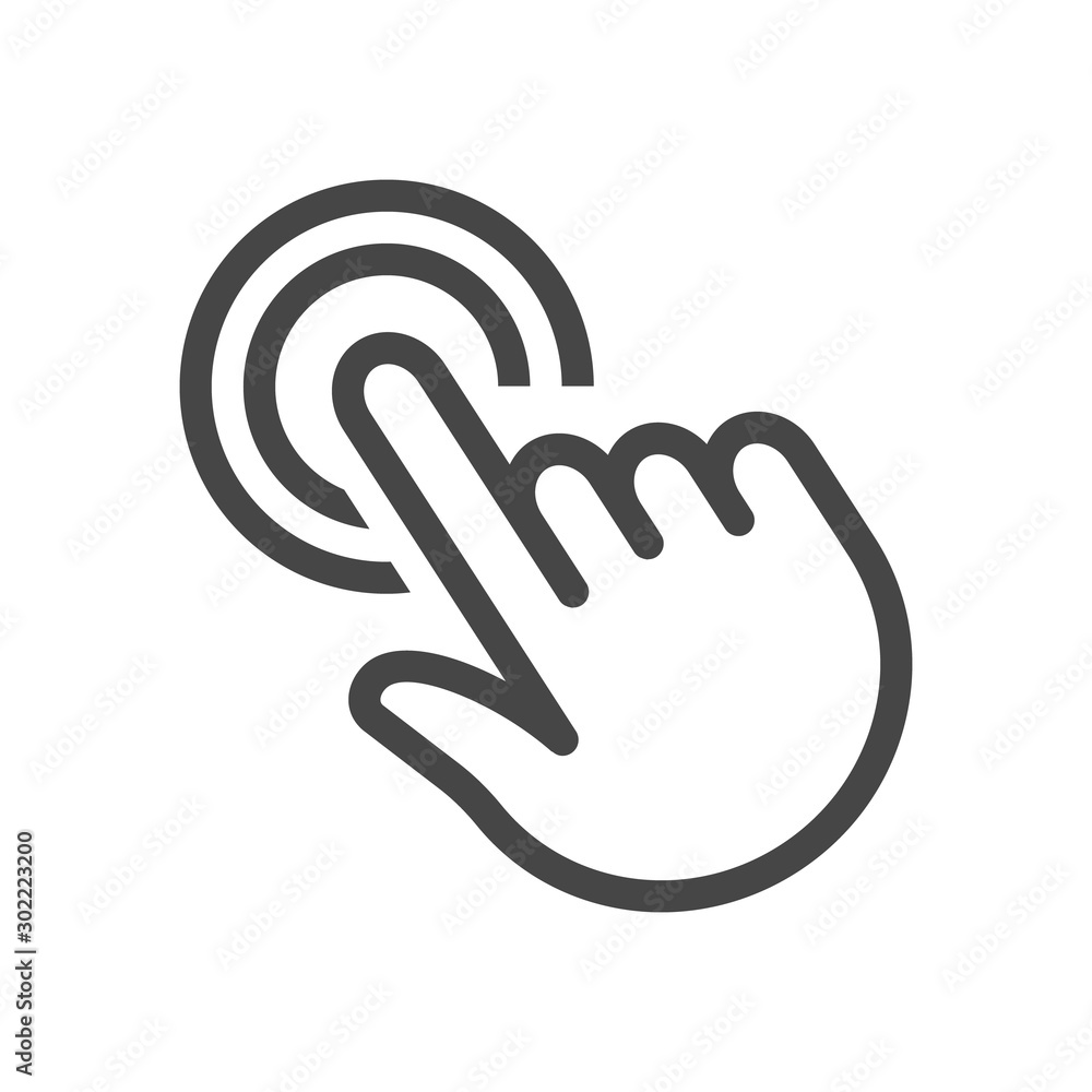 Touch outline vector illustration icon isolated on white background ...