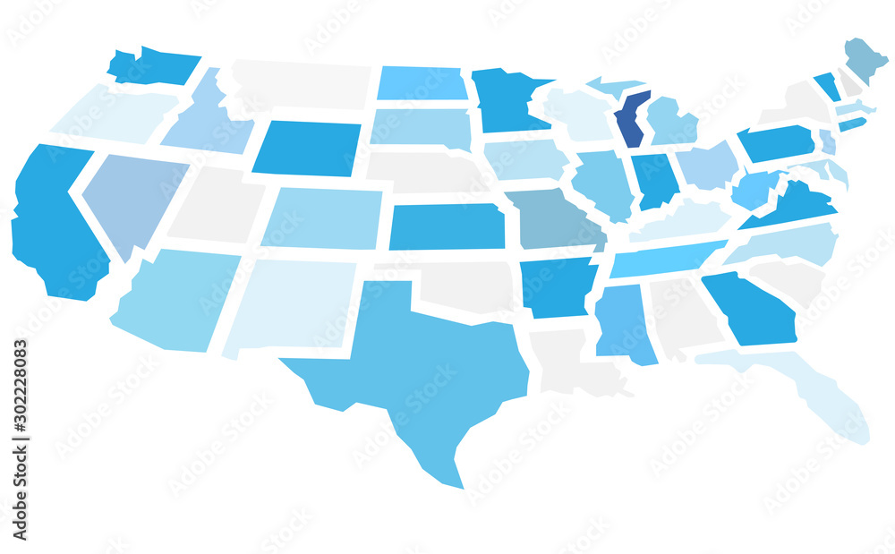 United States map, fragmented states. Vector illustration Stock Vector ...